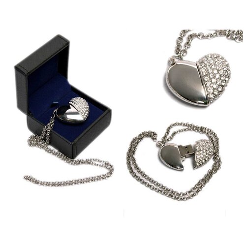 Подарочный набор флешка Сердце (32 Гб / GB USB 2.0 Серебро/Silver HEART_N8 Прикольный подарок на 8 марта для любимой девушки)