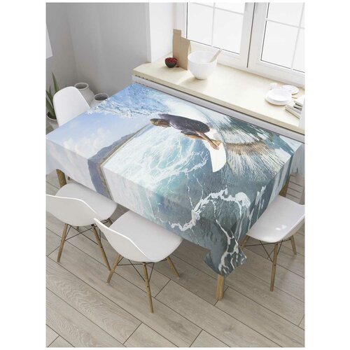 Скатерть прямоугольная JoyArty на кухонный стол "Экстремальный сёрфер" из оксфорда, 180x145 см