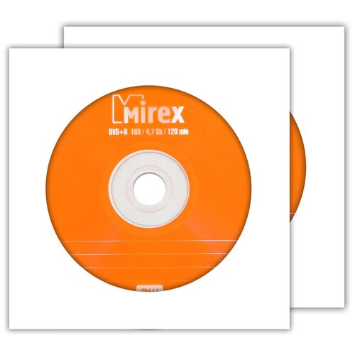 Диск Mirex DVD+R 4,7Gb 16x в бумажном конверте с окном, 2 шт.