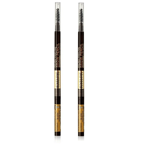 Карандаш Eveline Cosmetics для бровей водостойкий серии MICRO PRECISE BROW PENCIL № 03 DARK BROWN, 2шт