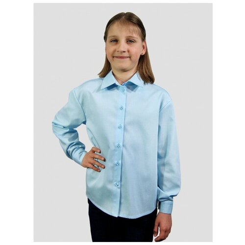 Школьная рубашка IRINA EGOROVA, размер 140, голубой