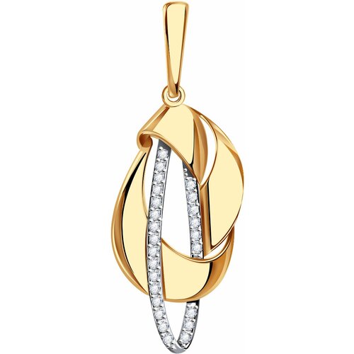 Подвеска Diamant online, золото, 585 проба, фианит, размер 3 см.