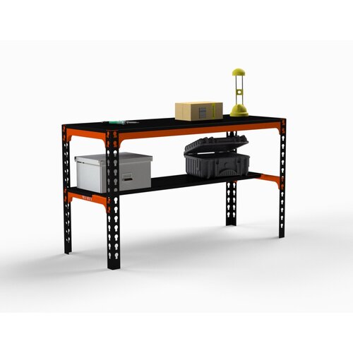 Стол металлический Metalex 750х1400х400 оранжево-чёрный