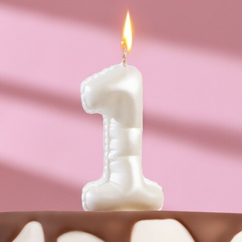 Свеча в торт "Шары", цифра "1", жемчужный, 5,5 см