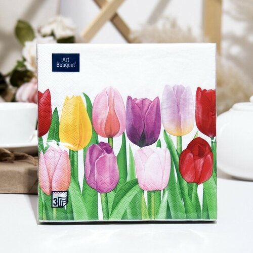 Салфетки бумажные Art Bouquet "Море тюльпанов", 3 слоя,33x33, 20 листов 9526322