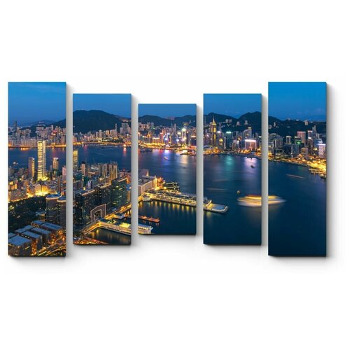 Модульная картина Сияющий ночными огнями Гонконг100x60