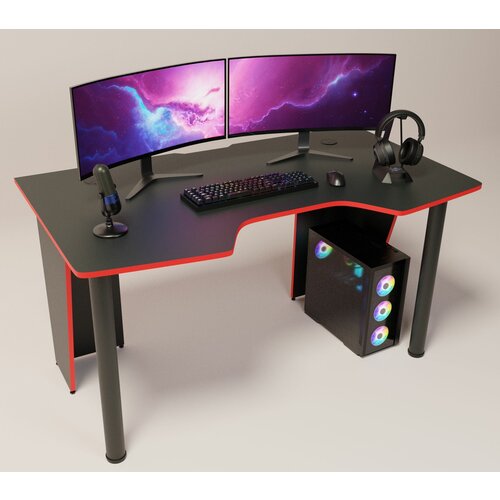 Игровой компьютерный стол FPS 140х78х73 Черно-красный