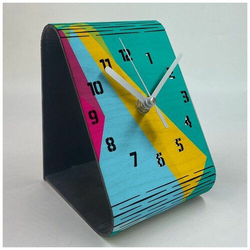 Настольные деревянные бесшумные часы цвета венге с УФ принтом Узоры Часы - 99
