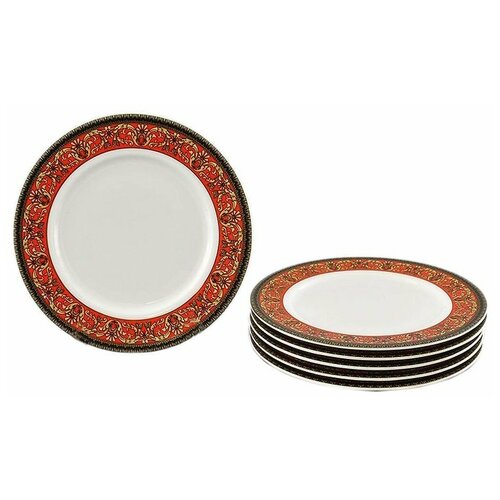 Набор тарелок 17 см 6 шт Leander "Сабина /Цветочный узор на красном" / 159055