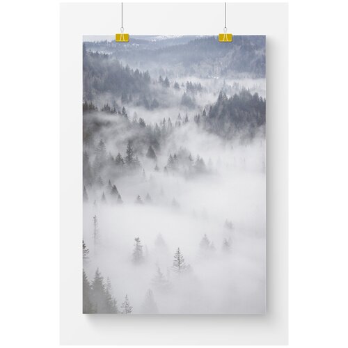 Постер для интерьера Postermarkt Туман над лесом, 60х90 см, в тубусе