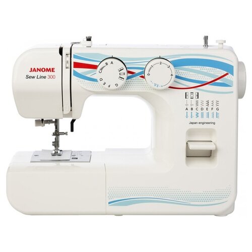 Швейная машина Janome Sew Line 300, белый/бирюзовый