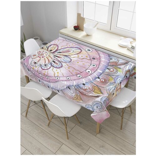 Скатерть прямоугольная JoyArty на кухонный стол "Узорная спираль" из оксфорда, 120x145 см