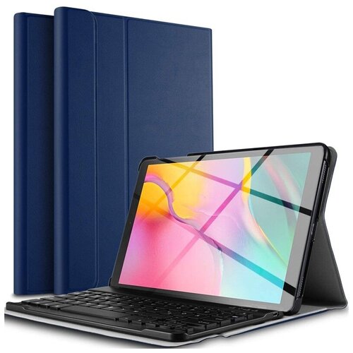 Чехол-клавиатура MyPads для Samsung Galaxy Tab S7+ plus 12.4 SM-T970 / T975 (2020), Самсунг Таб S7 Плюс Таб S7 ФЕ Таб S8 синяя кожаная