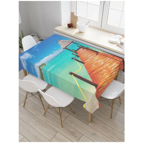 Скатерть прямоугольная JoyArty на кухонный стол "Деревянный причал с поручнями" из оксфорда, 180x145 см