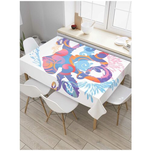 Скатерть прямоугольная JoyArty на кухонный стол "Пятнистый осьминог" из оксфорда, 180x145 см