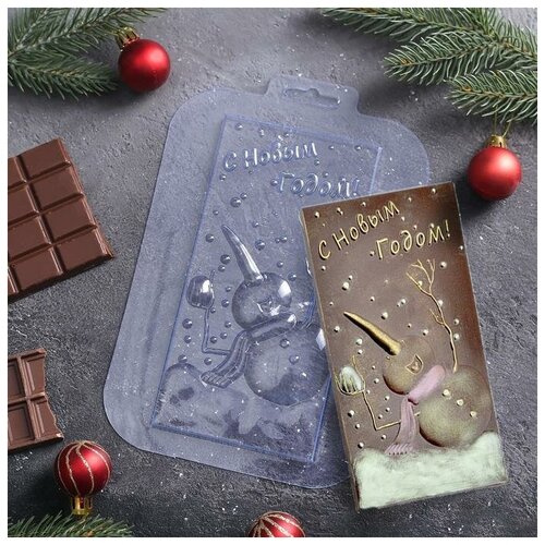 Форма для шоколада и конфет «С Новым годом. Снеговик», цвет прозрачный