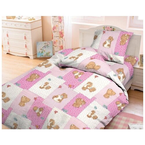 Лайт Постель комплект постельного белья "Мишки Тедди на розовом"