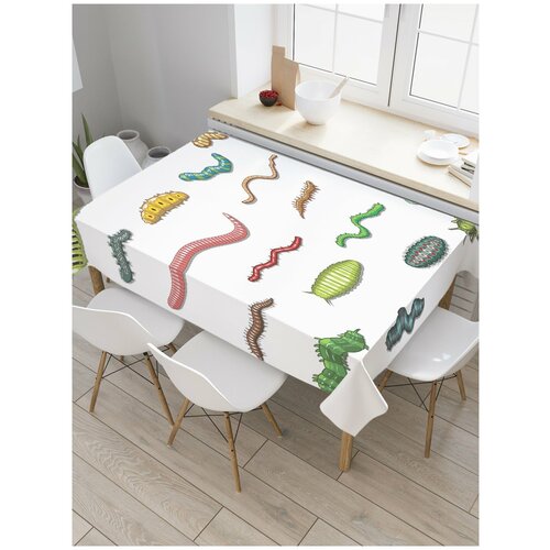 Скатерть прямоугольная JoyArty на кухонный стол "Всякие гусеницы" из оксфорда, 120x145 см