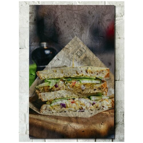 Картина интерьерная на рельефной доске Разное Еда (сэндвич, блюдо, интерьер, бар, кофейня, food) - 4500