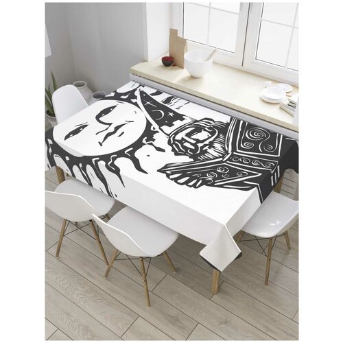 Скатерть прямоугольная JoyArty на кухонный стол "Графический звездочет" из оксфорда, 120x145 см