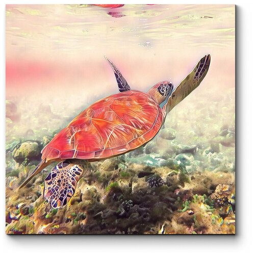 Модульная картина Плывущая яркая черепаха 50x50