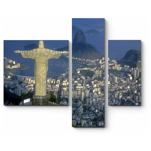 Модульная картина Над ночным Рио-де-Жанейро 80x66