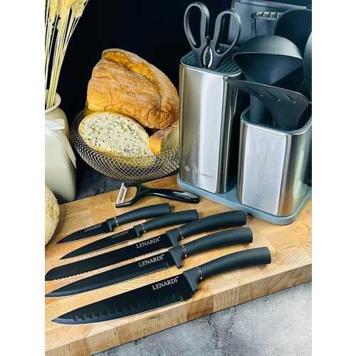 Набор кухонных ножей на подставке KupiOn, нержавеющая сталь, 15 предметов