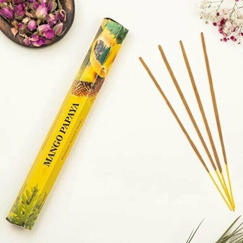 Premium Incense Sticks MANGO PAPAYA, Aromatika (Премиум ароматические палочки манго папайя, Ароматика), шестигранник, 20 г.