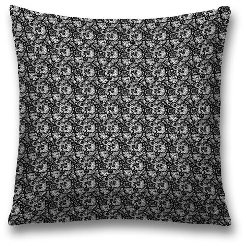 Наволочка декоративная на молнии, чехол на подушку JoyArty "Кружево с цветками" 45х45 см