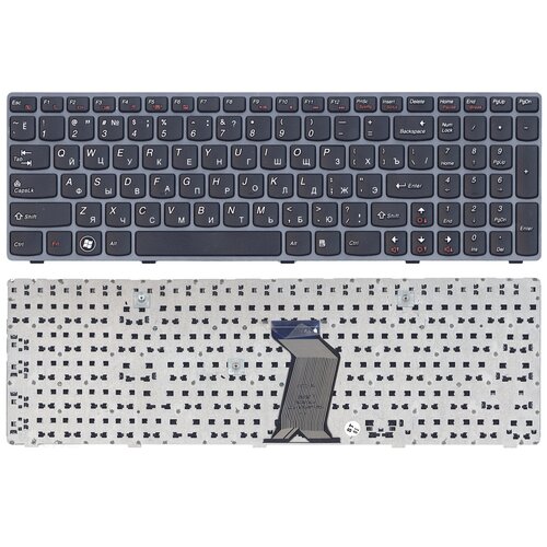 Клавиатура для ноутбука Lenovo 25-210962 черная с серой рамкой