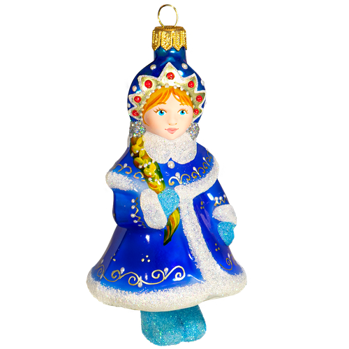 Стеклянная коллекционная елочная игрушка "Внучка Снегурочка в синей шубке", фабрика Ариэль