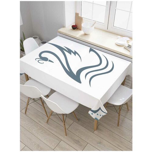 Скатерть прямоугольная JoyArty на кухонный стол "Царский лебедь" из оксфорда, 120x145 см