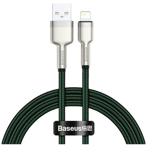 Кабель Baseus Cafule Series Metal USB - Lightning 2.4А (CALJK), 2 м, зелeный