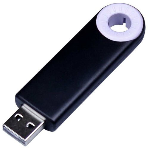 Классическая черная выдвижная пластиковая флешка с круглым отверстием (32 Гб / GB USB 3.0 Белый/White 035BK)