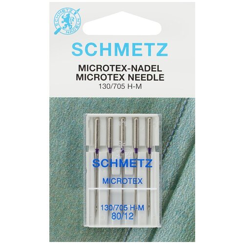 Иглы для бытовых швейных машин "Schmetz", microtex, особо острые, №80, 5 шт