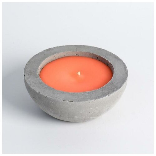Свеча ароматическая в бетоне "Полусфера", 9х4 см, оранжевый, апельсин и корица 7055843