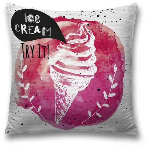 Наволочка декоративная на молнии, чехол на подушку JoyArty "Вафельный рожок мороженого" 45х45 см