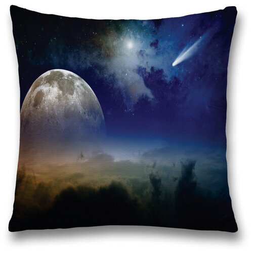Наволочка декоративная на молнии, чехол на подушку JoyArty "Падающая комета" 45х45 см