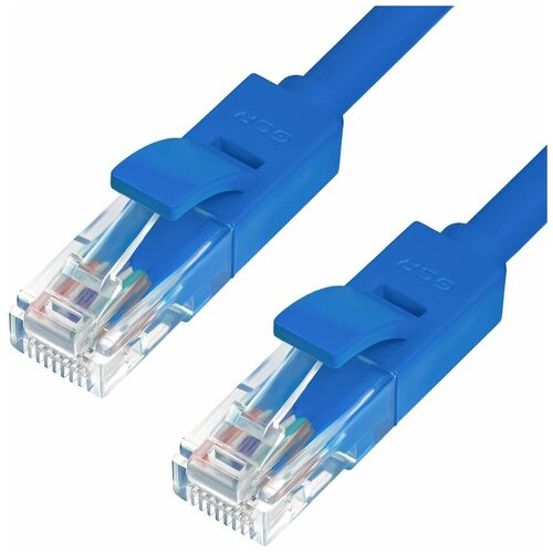 Кабель LAN для подключения интернета GCR cat5e RJ45 UTP 5м патч-корд patch cord шнур провод для роутер smart TV ПК синий литой