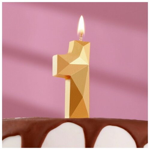 Свеча в торт «Алмаз» цифра 1 золотая