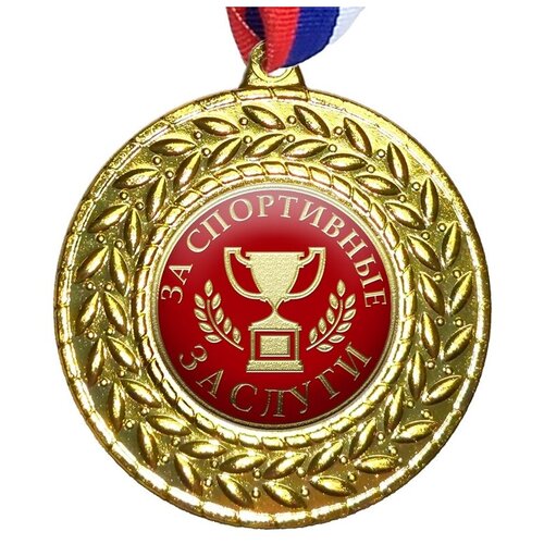 Медаль "За спортивные заслуги", на ленте триколор