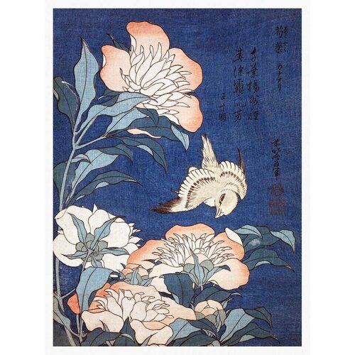 Плакат, постер на холсте Katsushika Hokusai-Small Flowers/Кацусика Хокусай-Маленькие Цветы. Размер 42 на 60 см