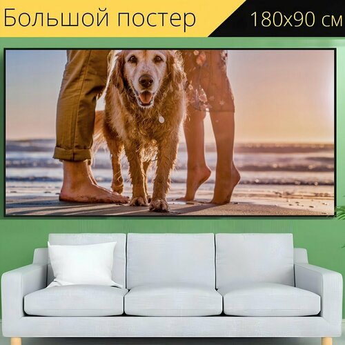 Большой постер "Собака, молодой, милый" 180 x 90 см. для интерьера