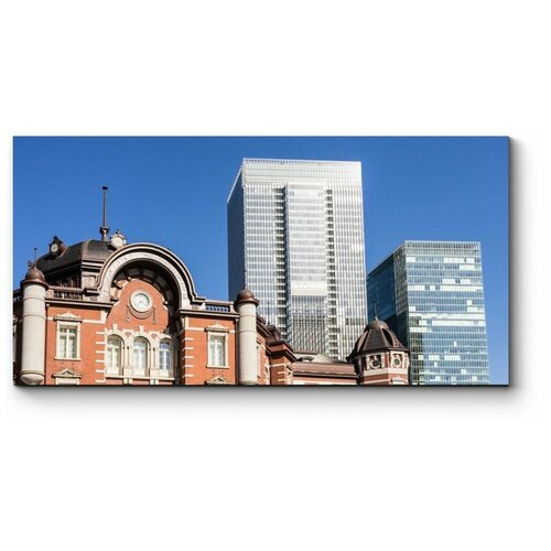 Модульная картина Железнодорожный вокзал и современное офисное здание в Токио 170x85