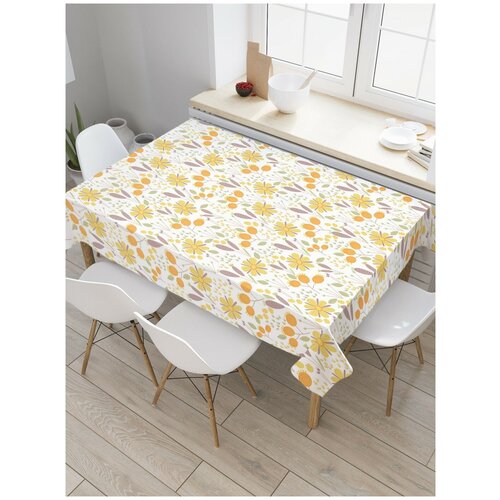 Скатерть прямоугольная JoyArty на кухонный стол "Полевые цветочки" из оксфорда, 120x145 см