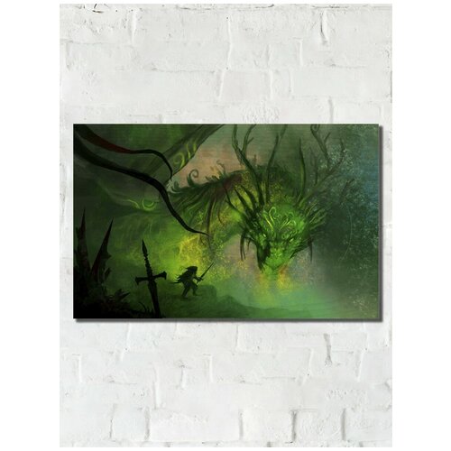 Картина интерьерная на дереве микс драконы фэнтези - 5110