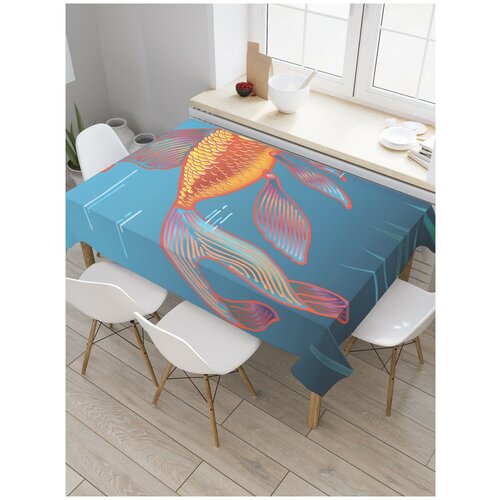 Скатерть прямоугольная JoyArty на кухонный стол "Вуалехвостая рыбка" из оксфорда, 120x145 см