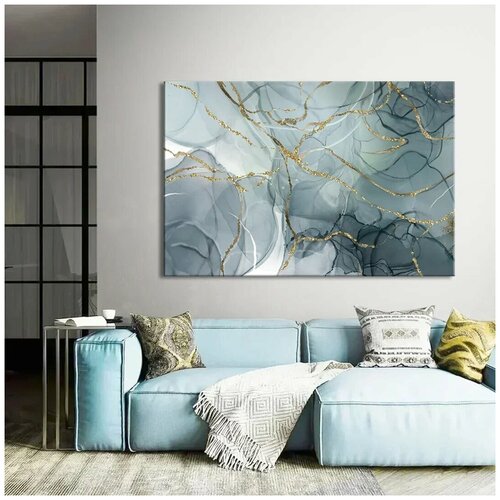 Картина интерьерная на холсте Art. home24 Абстракция голубая, 150 x 100