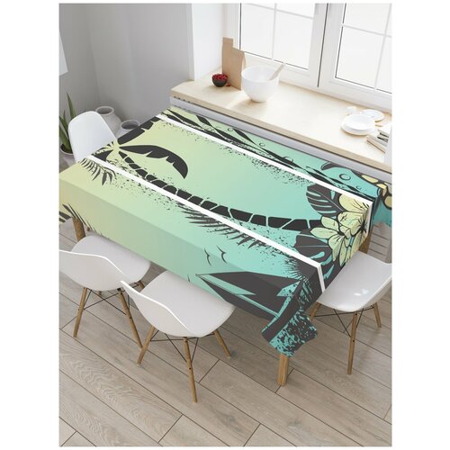 Скатерть прямоугольная JoyArty на кухонный стол "Черепаха в тропиках" из оксфорда, 120x145 см