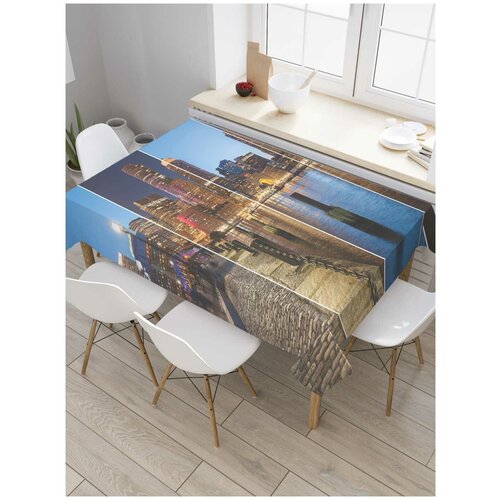 Скатерть прямоугольная JoyArty на кухонный стол "Отдых в ночном городе" из оксфорда, 120x145 см